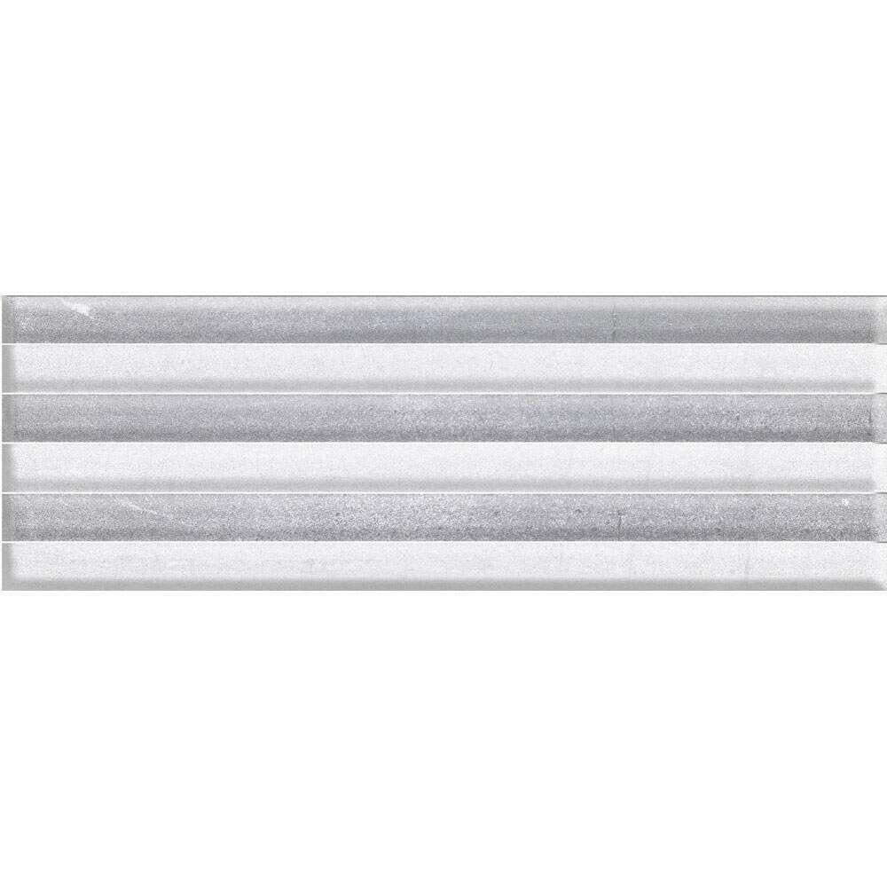 Splendour Kite 600x200 Stripe Relieve Decor Gris Stone Effect Tiles